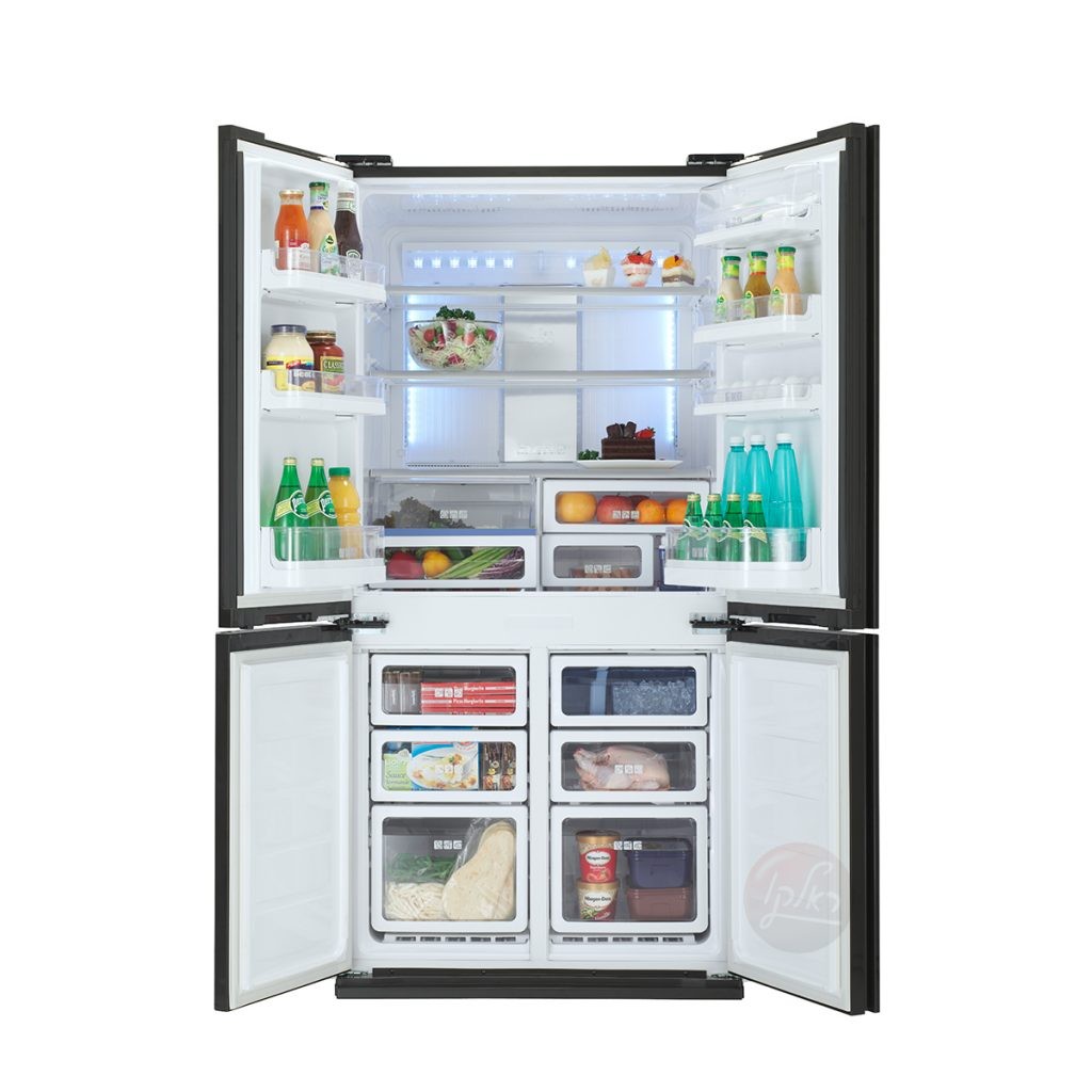 מקרר 4 דלתות 610 ליטר שארפ דגם Sharp SJR8911BK זכוכית שחורה