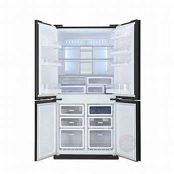 מקרר 4 דלתות 610 ליטר שארפ דגם Sharp SJR8911BK זכוכית שחורה