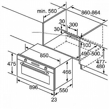 תנור בנוי 90 סמ BOSCH בוש דגם VBC5580S0